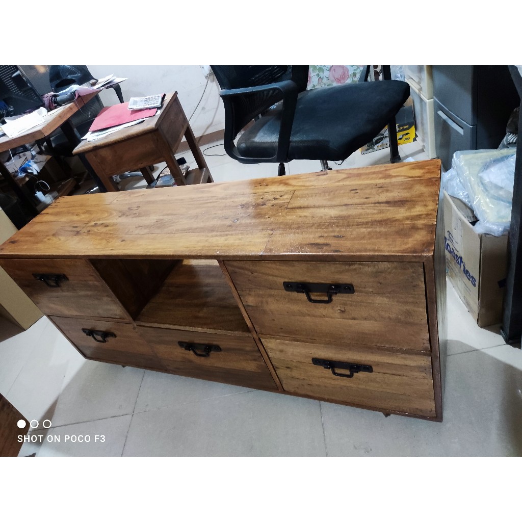 Solid Wood 5 and 6 Drawer TV Rack/ Console Table | Shopee Philippines