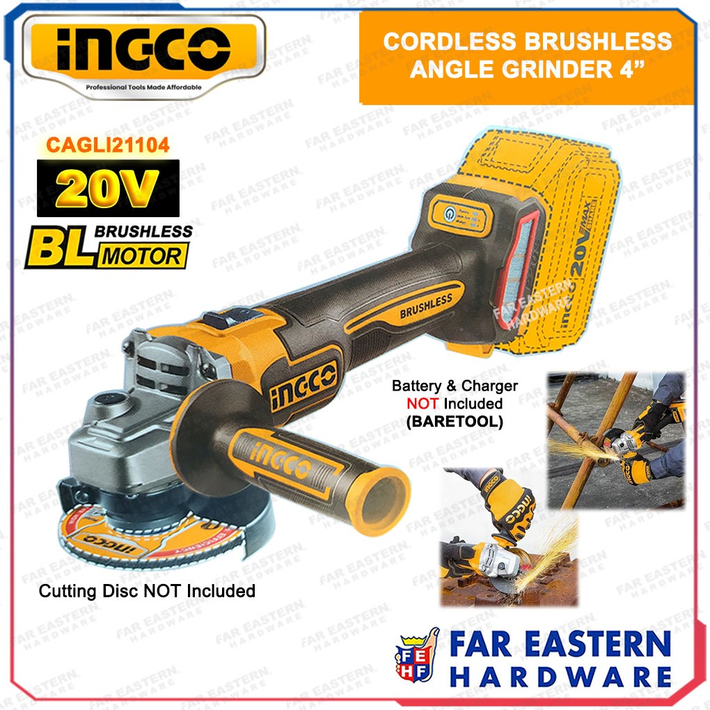 INGCO Cordless Angle Grinder 4" 20V CAGLI21104 | CAGLI1001 ...