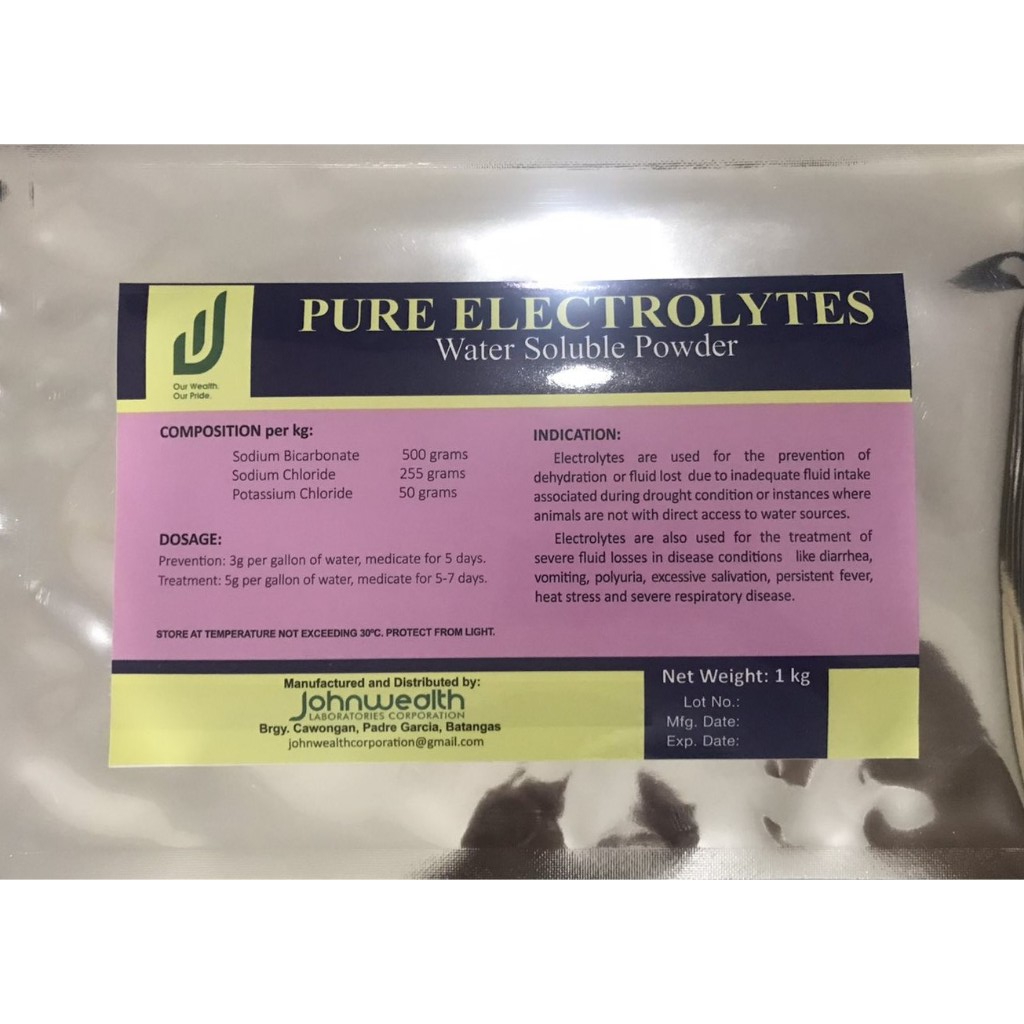 PURE ELECTROLYTES 1kg Foil Pack | Water Soluble Powder FOR VETERINARY ...