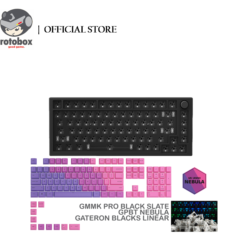 Glorious GMMK PRO Black Slate + GPBT Nebula Keycaps Pre-built with ...