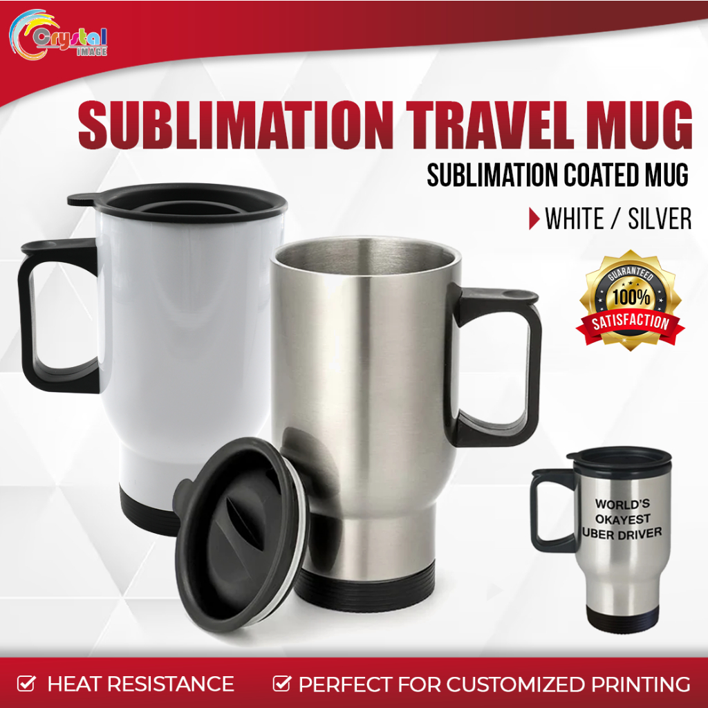 Sublimation Travel Mug 450ml Stainless Steel Subli-Coated Mug (White / Silver) | Shopee Philippines