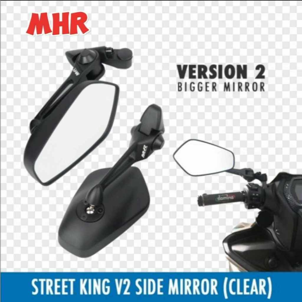 3299 MHR STREET KING SIDE MIRROR BLACK CLEAR LENS V2 | Shopee Philippines