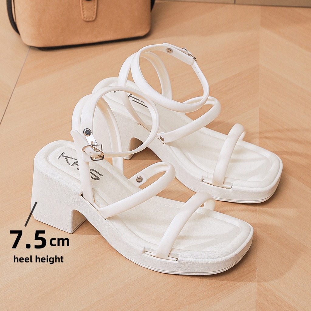 7.5CM high heels rubber slipper for woman Preppy with thick heels and ...