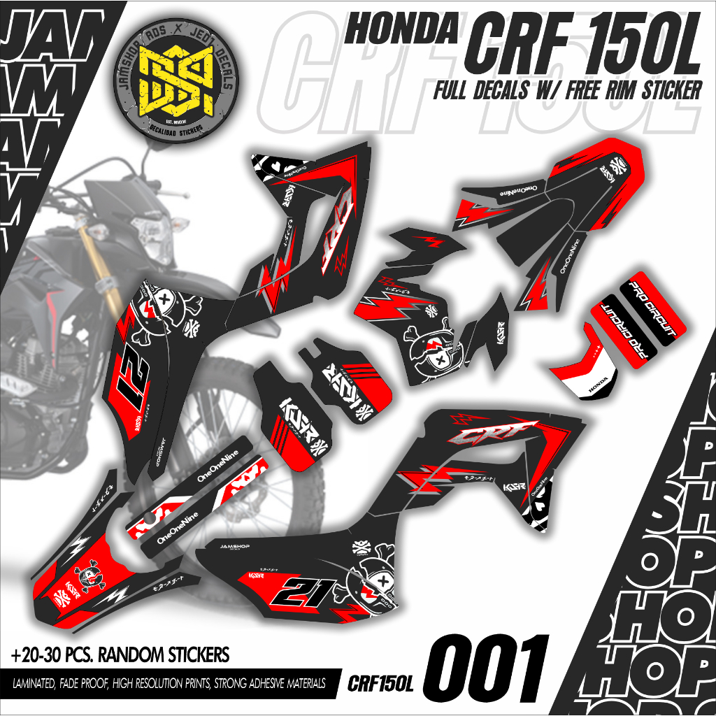 Honda CRF 150L Full Set Decals w/ FREE Rim Sticker New Designs 2024 ...