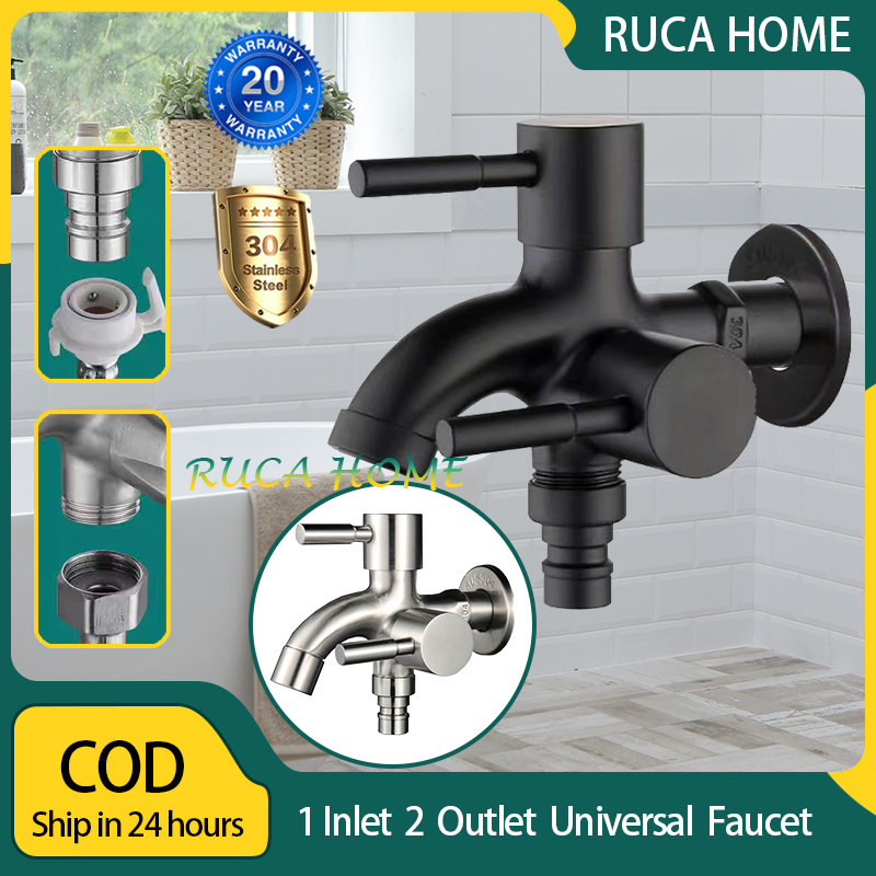 RUCA Stainless Steel Two-way Wall Mounted Faucet Black Oxide Basin Tap ...