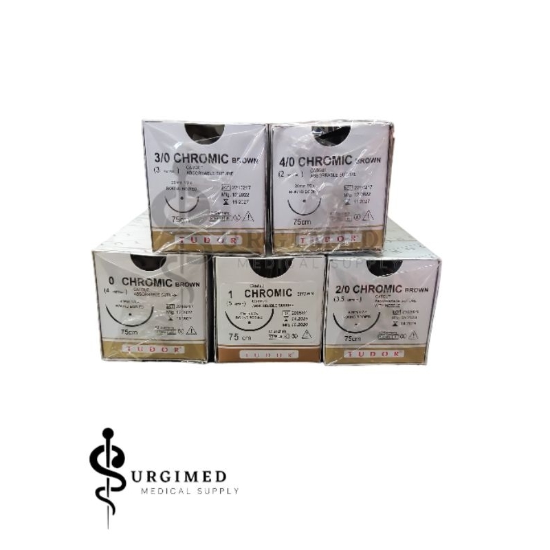 Chromic Suture 0, 1, 2/0, 3/0, 4/0 Round, Cutting, Double Arm Tudor Box ...