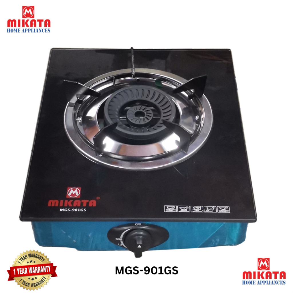 MIKATA MGS-901GS 1Burner Twin Jet Tempered Glass Top Stainless Steel ...