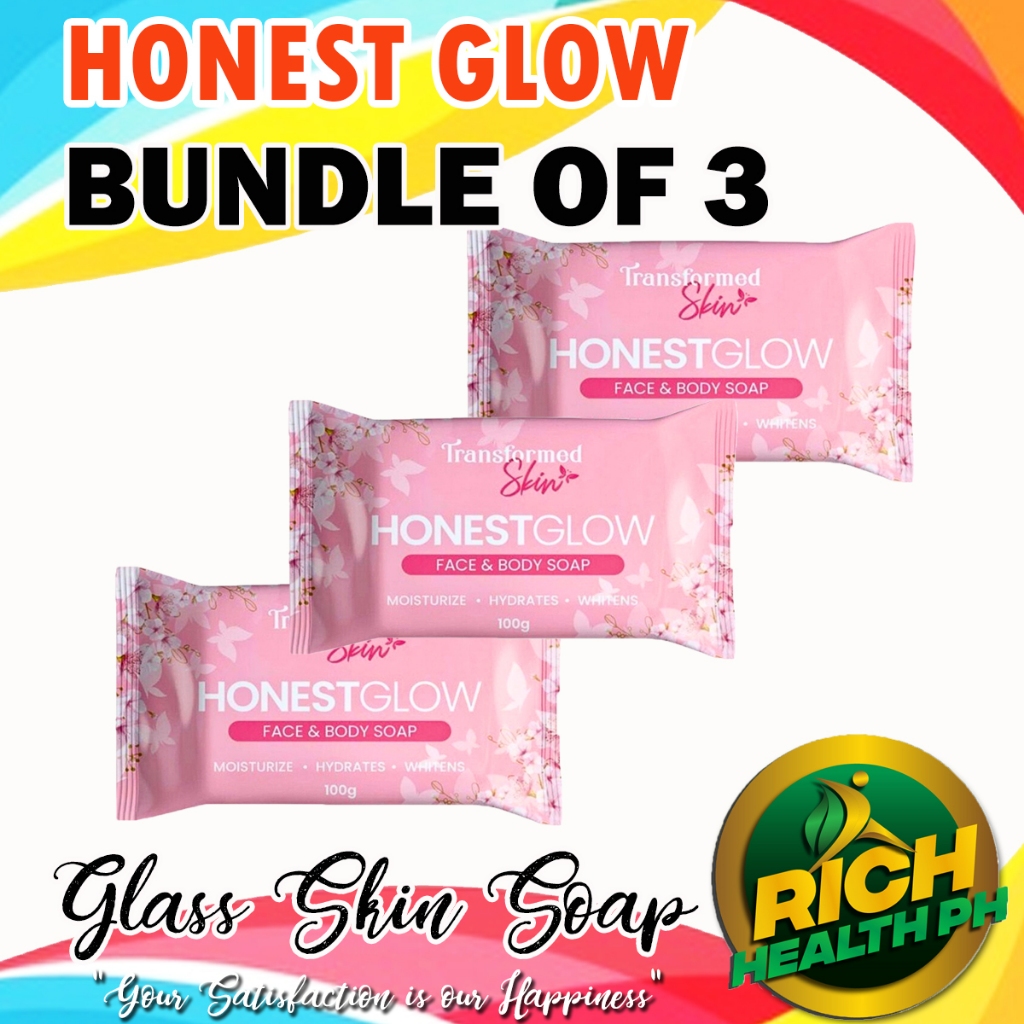 Honest Glow Glass Skin Soap [BUNDLE OF 3] 80grams Face and Body Soap ...
