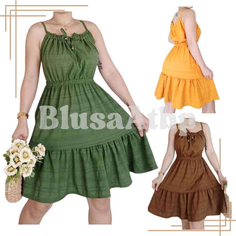 BLUSA NINA Spag String Halter String Self Adjust Dress For Woman Bubble Latice | Shopee Philippines