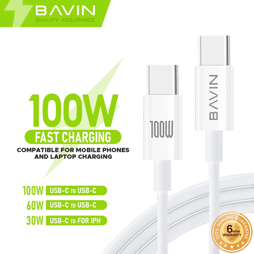 BAVIN CB274 100W Fast Charging Cable Data Transfer Type-C to iPh & USB ...