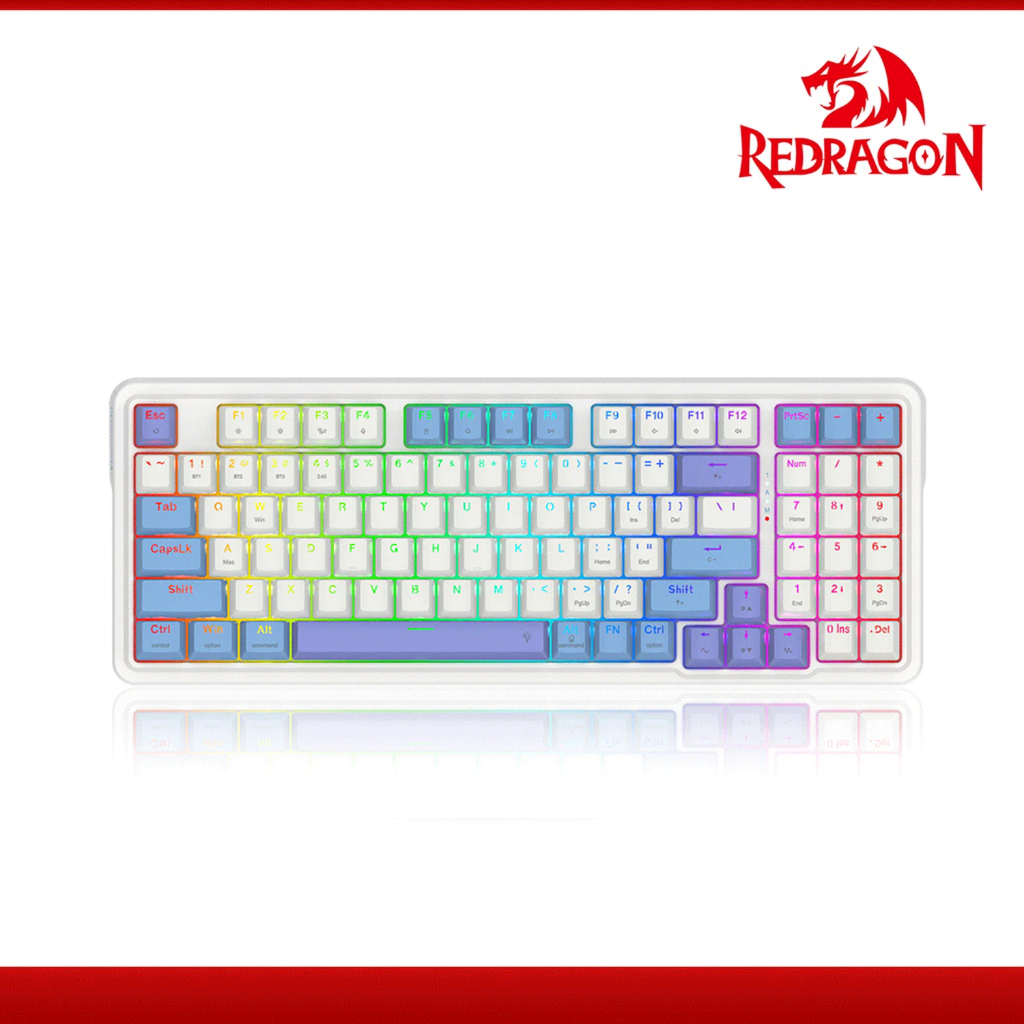 Redragon Gloria Pro Tri Mode RGB 94 Keys Mechanical Gaming Keyboard Wh ...
