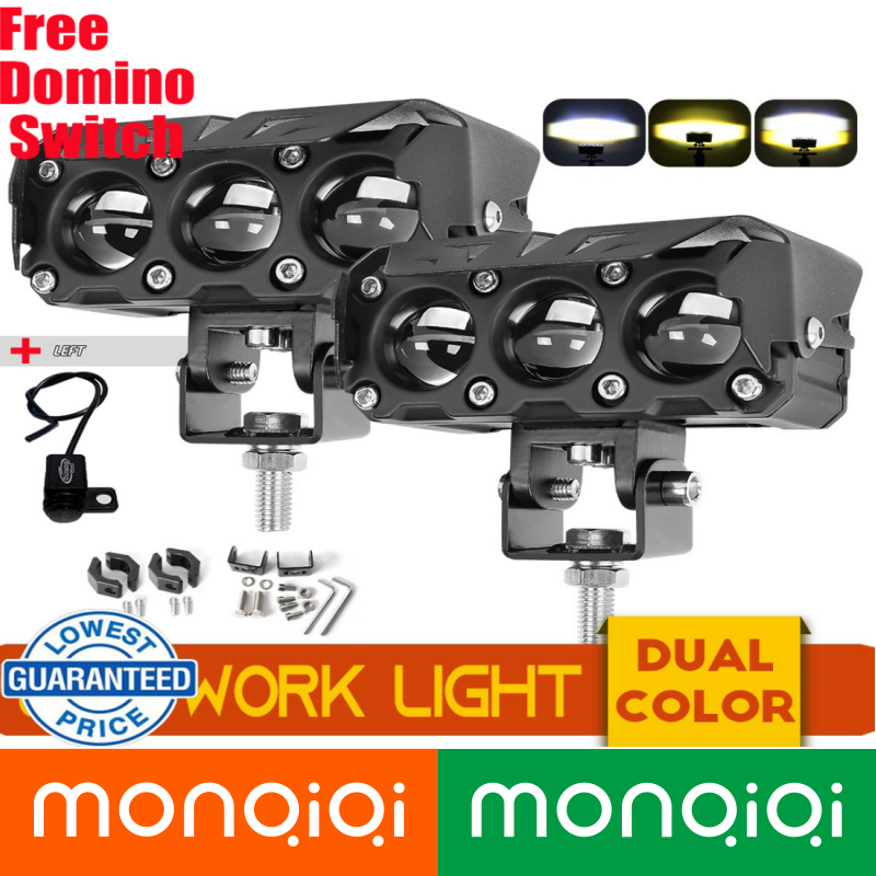 Mini Driving Lights led White+Yellow waterproof light One Pair 3 eyes ...