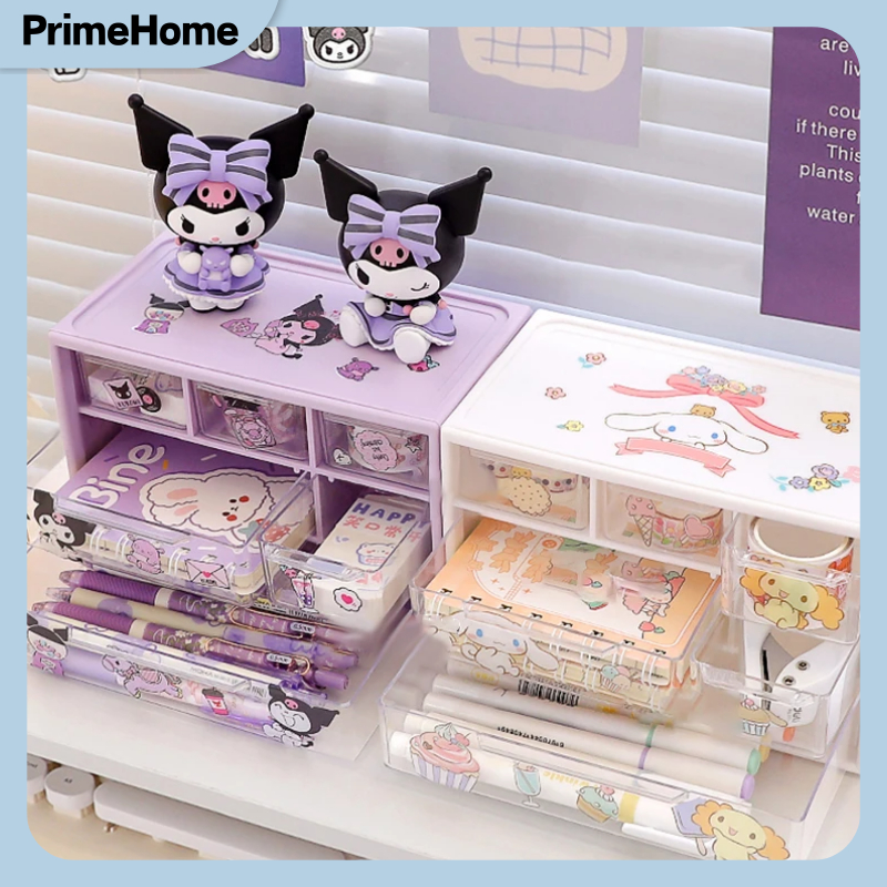 Storage Box 6 Slots with Free Stickers Stationary Organizer Multi-layer ...