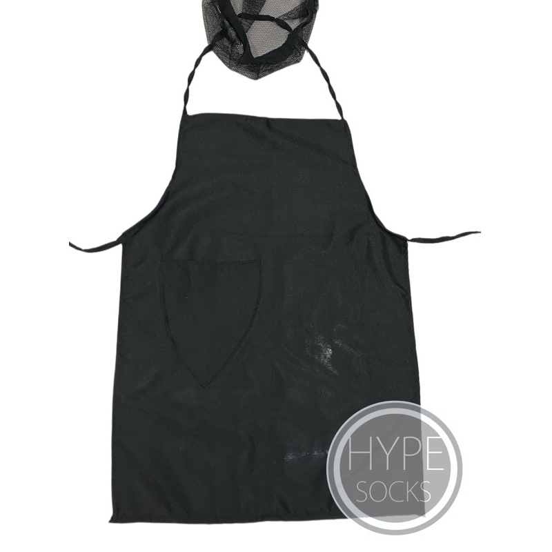 Apron With Adjustable Hairnet (Red, Blue, Black, White,Yellow,Green ...