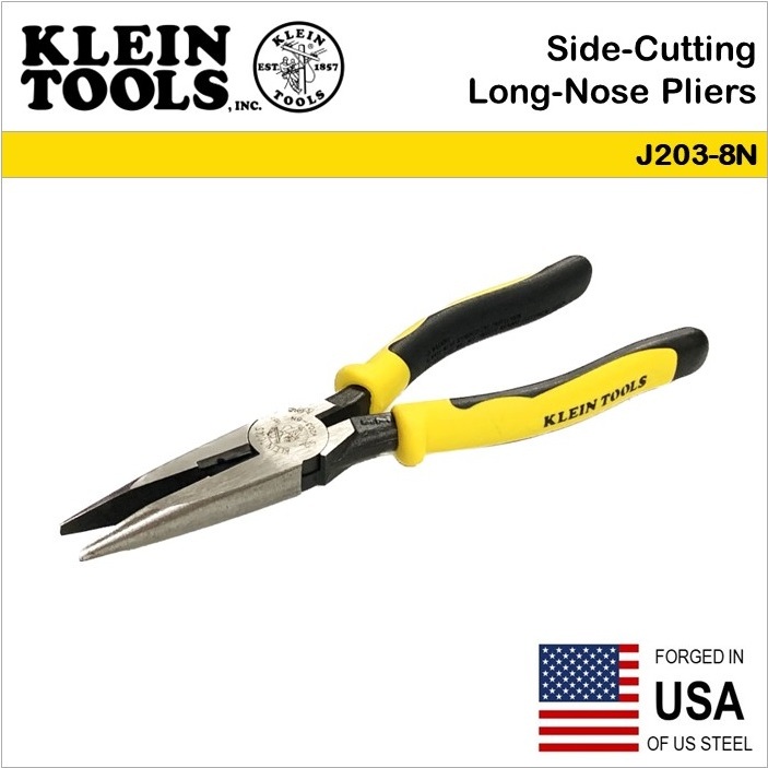 Klein Tools Side-Cutting Long-Nose Pliers - J203-8N | Shopee Philippines