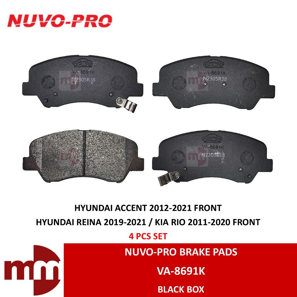 NUVO PRO Brake Pads for HYUNDAI ACCENT 2012-2021 / HYUNDAI REINA 2019 ...