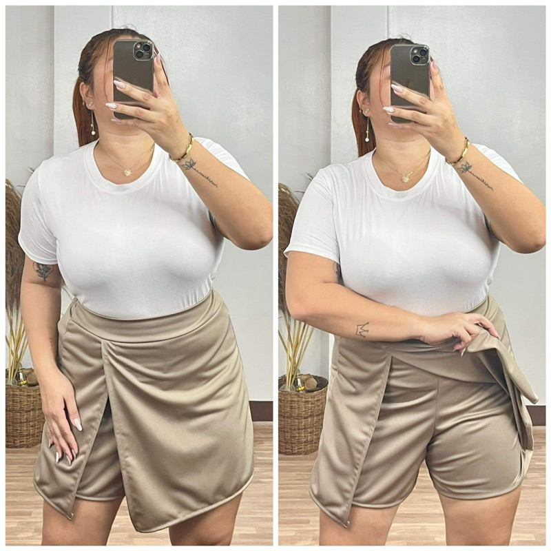 Plus Size Khaycee Side Slit Skort Fit 32” to 42” Inches Waistline | Shopee Philippines
