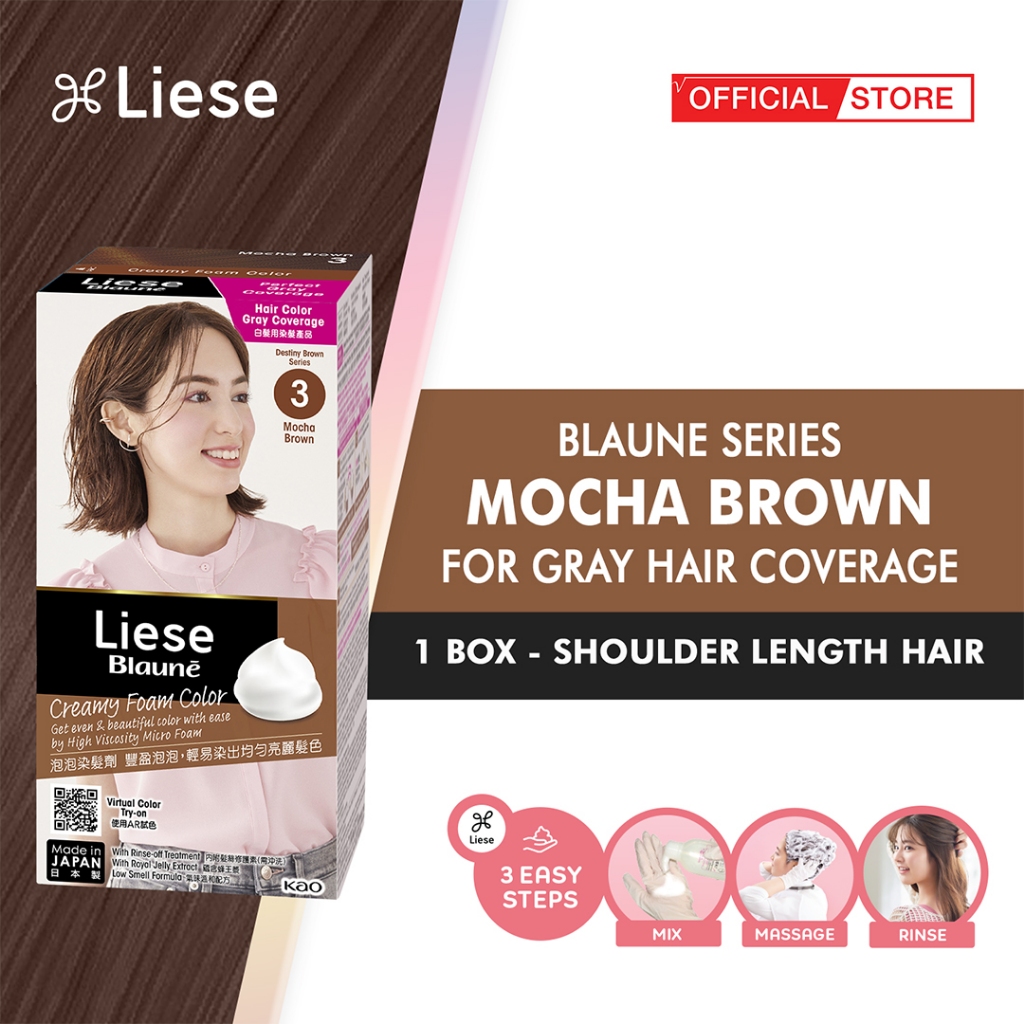 Liese Blaune Creamy Foam Color (Mocha Brown) - For Gray Hair | Shopee ...