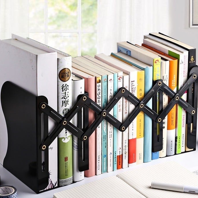 Expandable Book Stand Adjustable Metal Bookshelf Book Rack Support ...