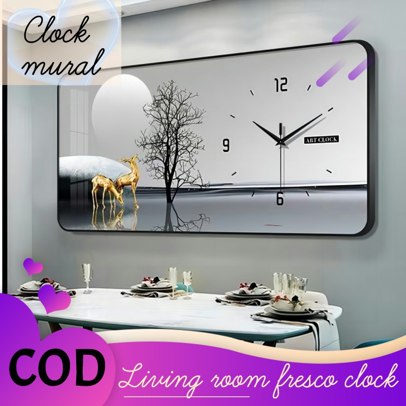 Fashionable light luxury clock, wall clock, sala, entrance dining room ...