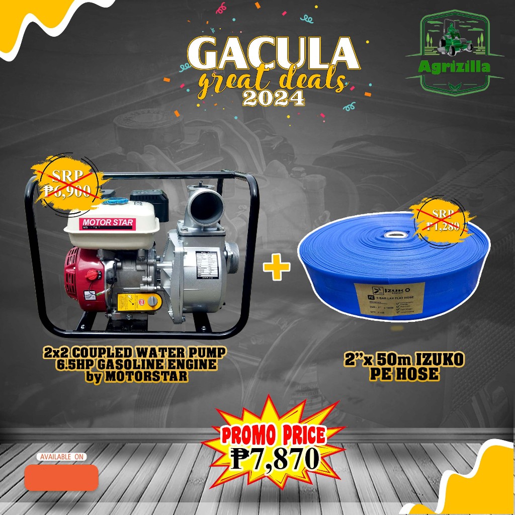 Bundle Promo 2x2 Coupled Water Pump 6.5hp Gasoline Engine By Motor Star ...