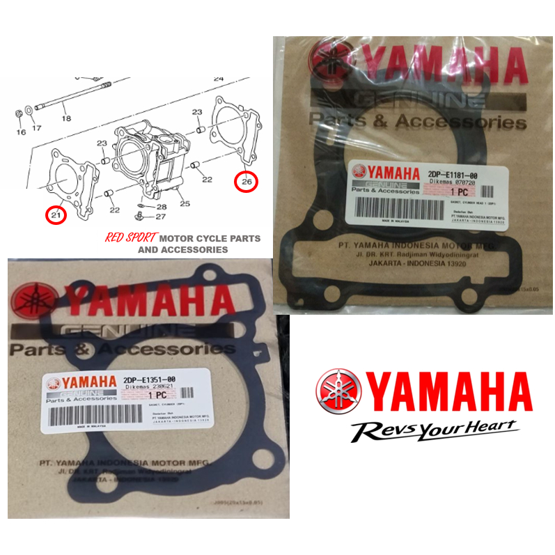 HEAD GASKET & BASE GASKET FOR NMAX V1 2DP-E1351-00 / 2DP-E1181-00 ...