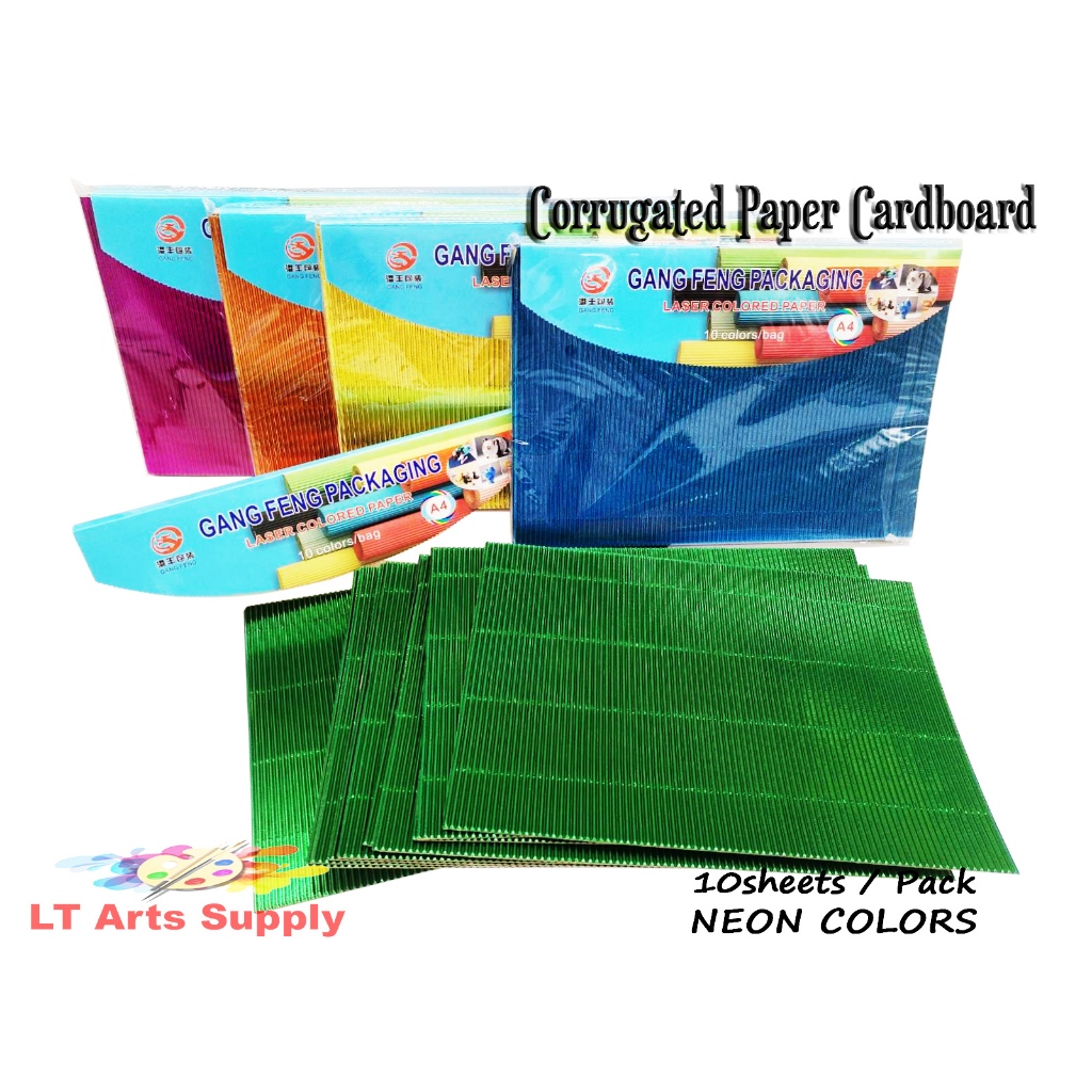 10 Sheets Corrugated Paper Metallic colored cardboard A4 children's ...