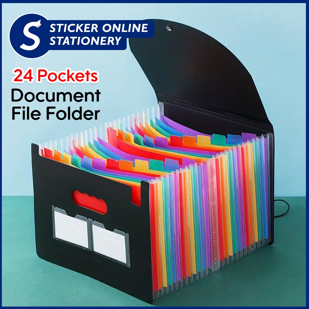 Document File 13/24 Pockets Expanding Folder Organizer A4 Size Office ...