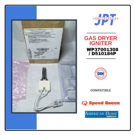 Gas Dryer Igniter Genuine OEM WP37001308 Replaces Speed Queen American ...