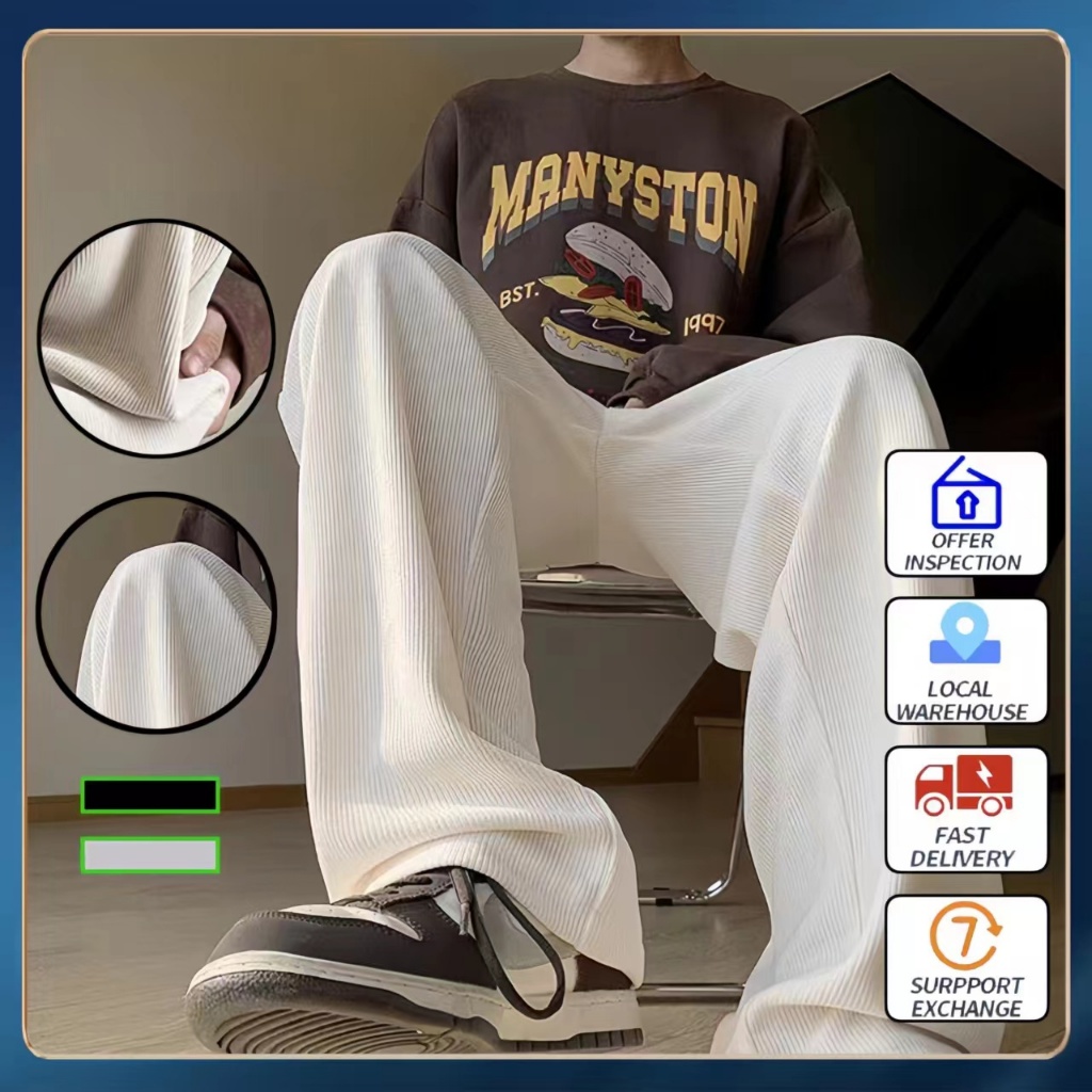 【m 3xl】mens Corduroy Korean Straight Leg Pants Beauty Pants Wide Leg