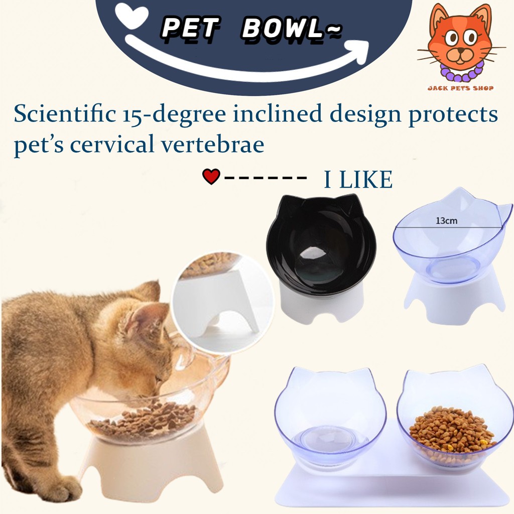 Pet Bowl Cat Dog Elevated Bowls 15 DEGREE Raised Food Container With ...
