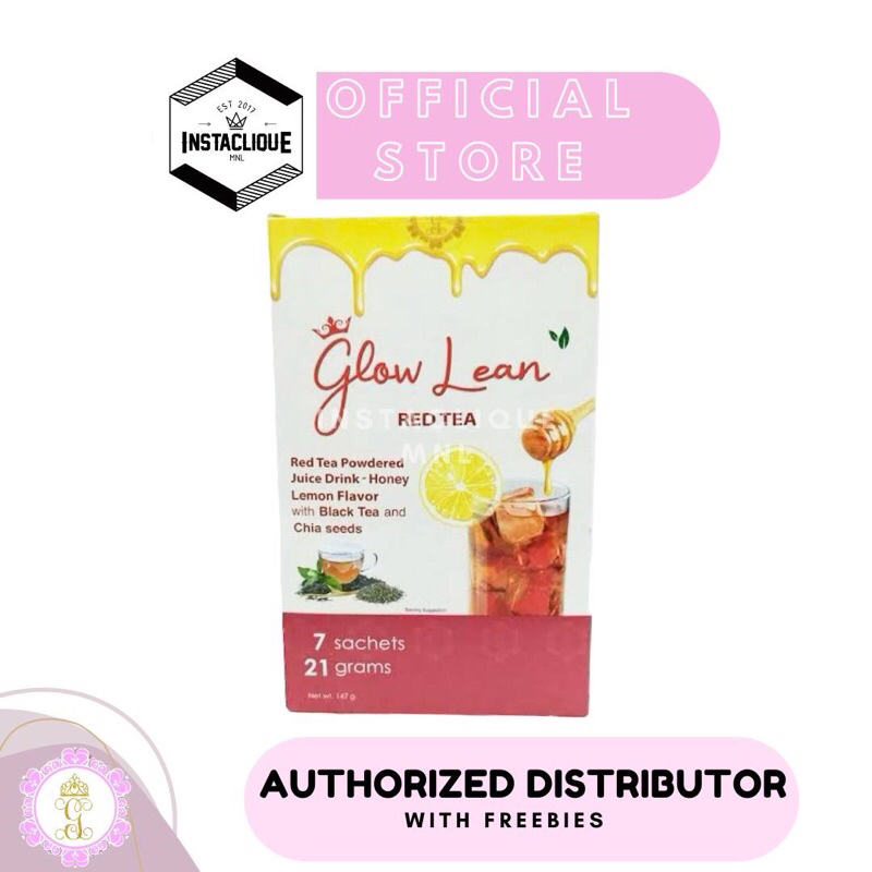 Glow Lean Red Tea Powdered Juice Drink - Honey Lemon Flavor with Black ...