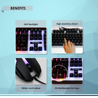 NEXION GK-130 GAMING KEYBOARD AND MOUSE COMBO RGB, USB WIRED, BLACK ...