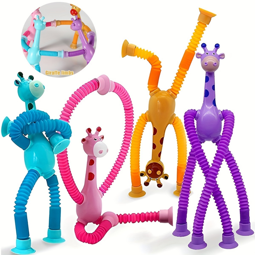 ACE 4 in 1 Telescopic Suction Cup Giraffe Toy Pop Tubes Animal Suction ...