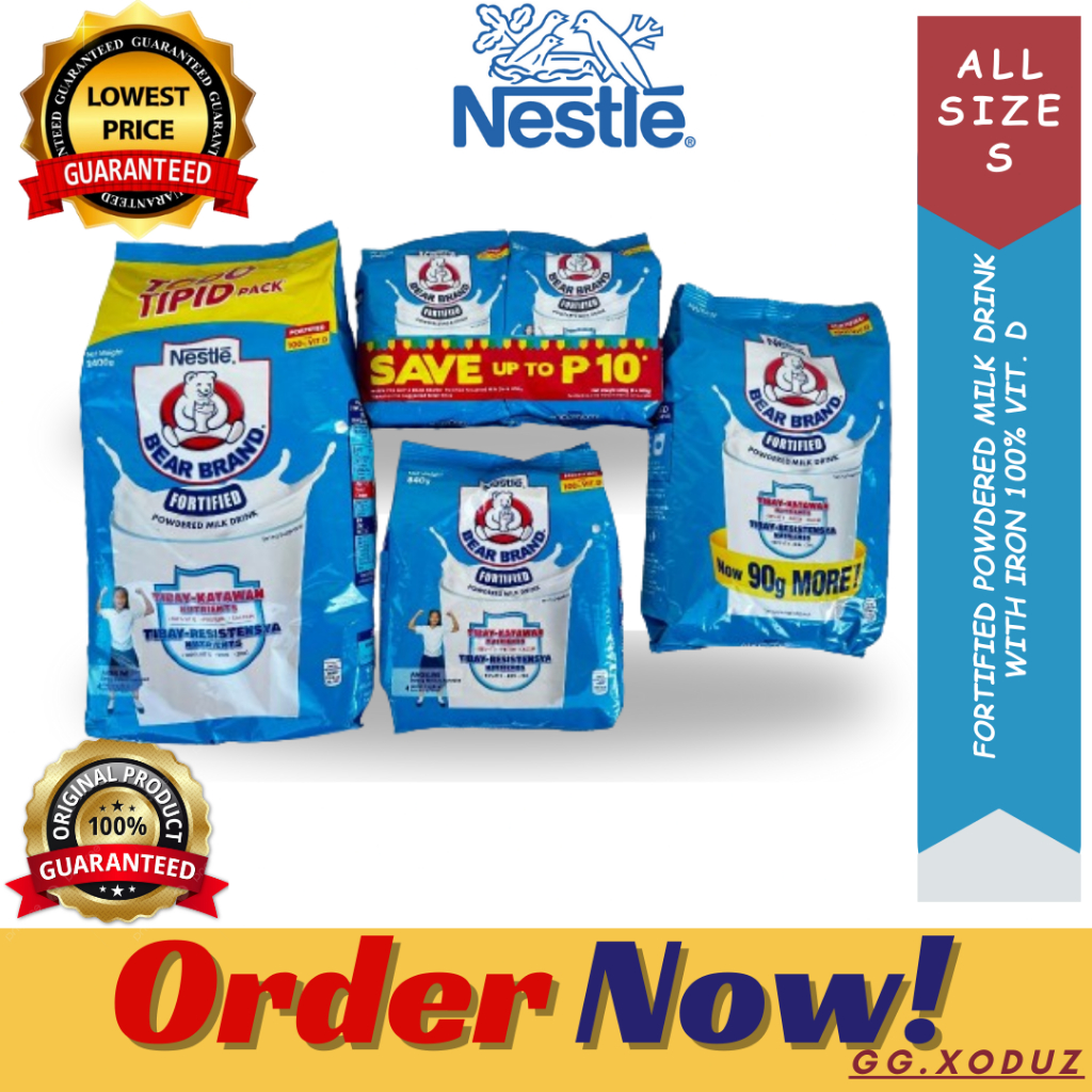 [Nestle] Bear Brand Fortified Powdered Milk Drink 2.4kg, 840g, 300g (ALL SIZES) | Shopee Philippines