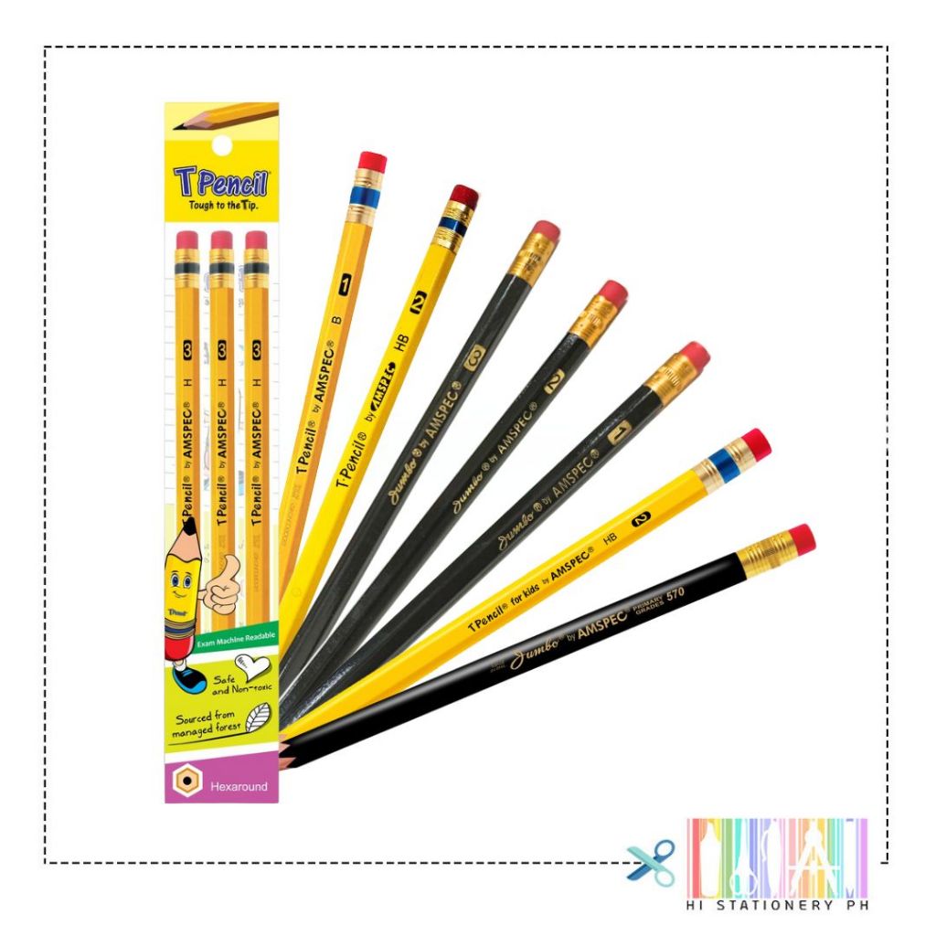 AMSPEC T-Pencil Hexaround Pencil for Kids Pouch of 3's | Shopee Philippines