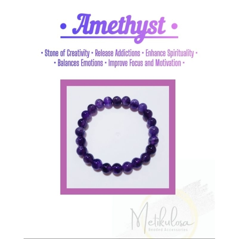 AMETHYST BRACELET 8mm High Quality Natural Stone Crystals | Shopee ...