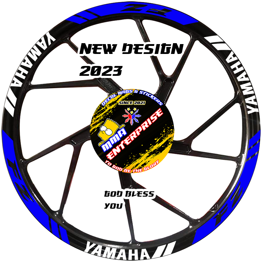 YAMAHA FZ CUT OUT MAGS STICKER DECALS (SET FOR 2 WHEELS FRONT AND REAR ...