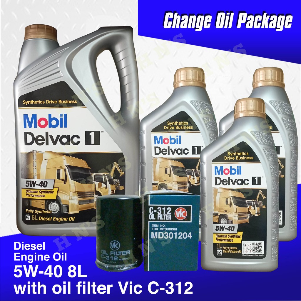 Mobil Delvac 1 5W-40 Fully Synthetic Diesel Oil Change Bundle for ...