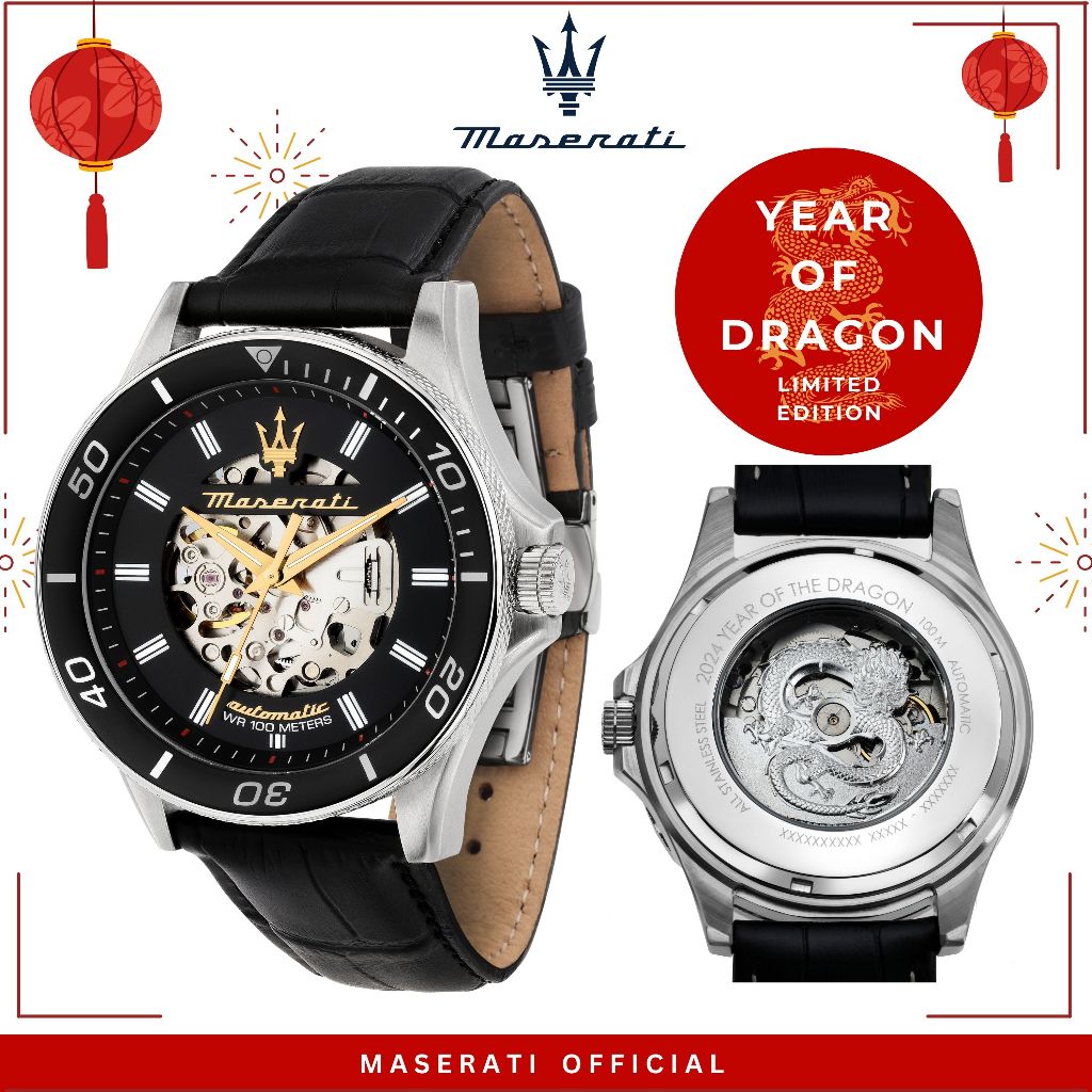 【Dragon Year Limited Edition】 Maserati Sfida 44mm Black Skeleton Dial ...