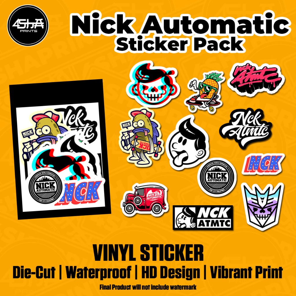 10PCS NICK AUTOMATIC STICKER PACK VINYL WATERPROOF STICKER | Shopee ...