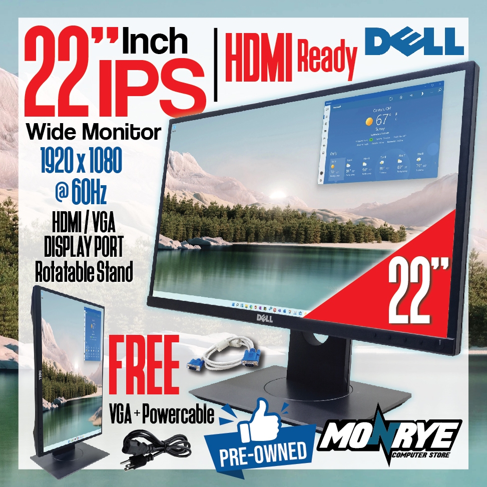 Monitors - 17 19 22 24 Inches - VGA / DISPLAY PORT / DVI / WITH CABLES ...