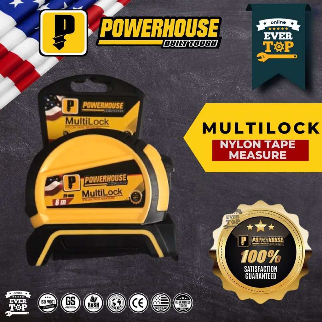 POWERHOUSE Multi-Lock Nylon Tape Measure, Metro, Panukat, 3 meters, 5 ...