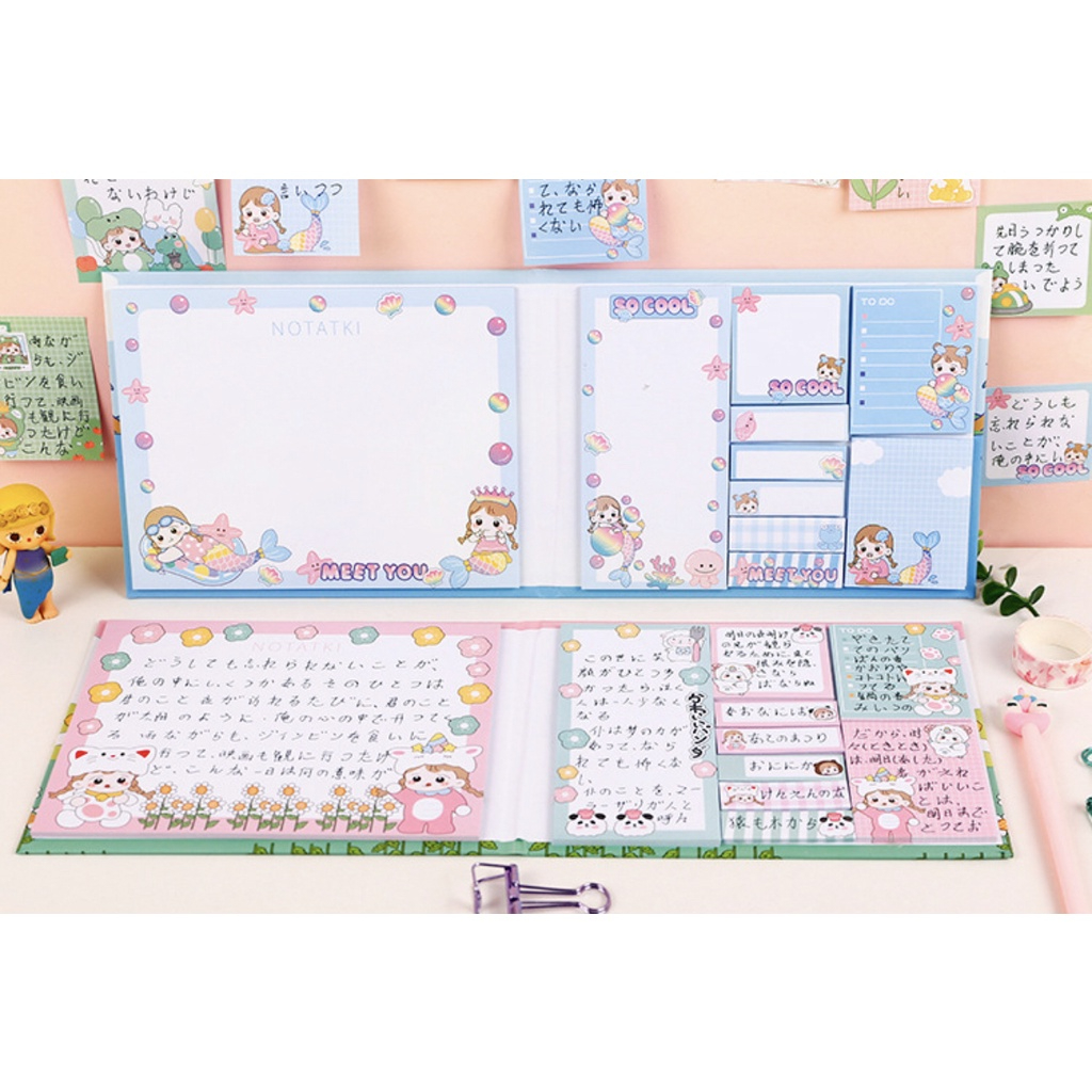 CLEARANCE 300 sheets Cute Bear Pastel Sticky Note Pad Set Post-Card ...