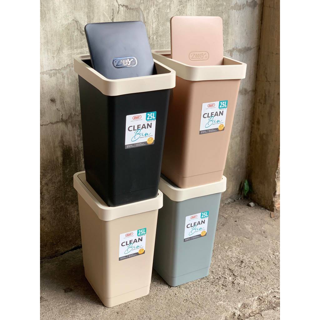 (25L) Zooey Clean Bin Smart Dual Trashcan with swing cover basurahan ...