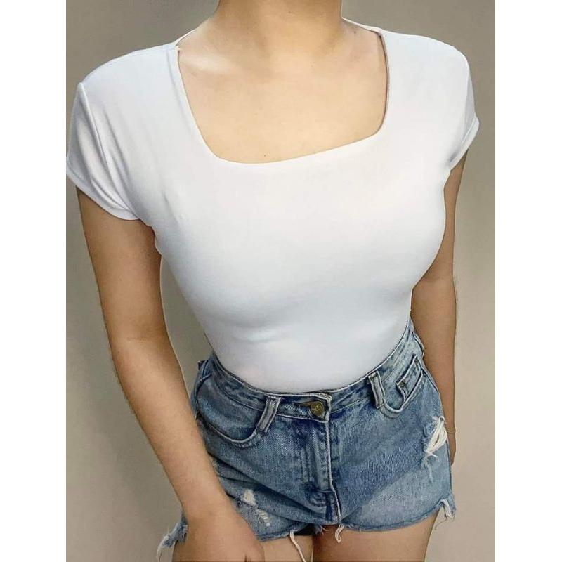 square neck double lining t-shirt fits extra small to semi large ...
