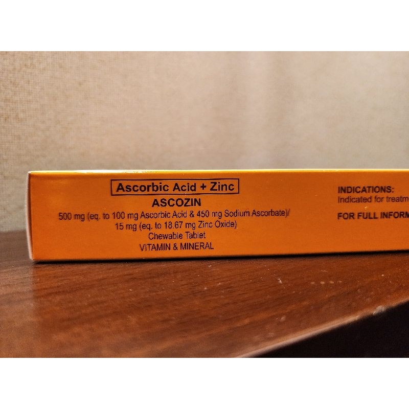 Ascozin Ascorbic Acid + Zinc 30 CHEWABLE tablets | Shopee Philippines