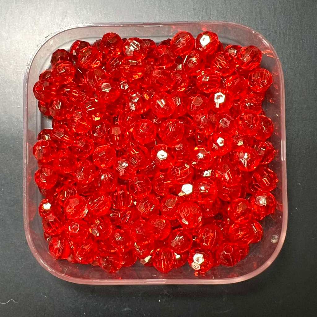100Pcs Round Beads 6mm Red Color Clear Faceted bead Charm Accessories ...