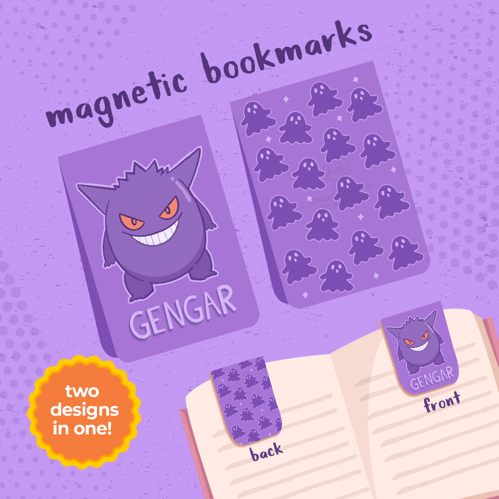 Magnetic Bookmark Pokemon Gengar Back to back Design | Shopee Philippines