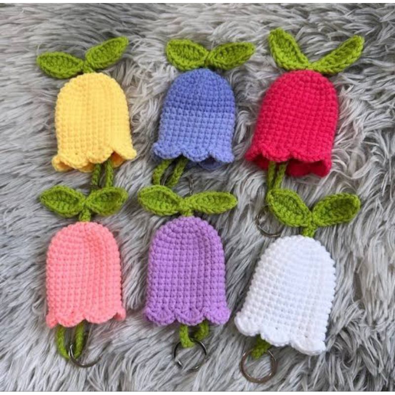 Flower Tulip Crochet Key holder Bag charm keychain | Shopee Philippines